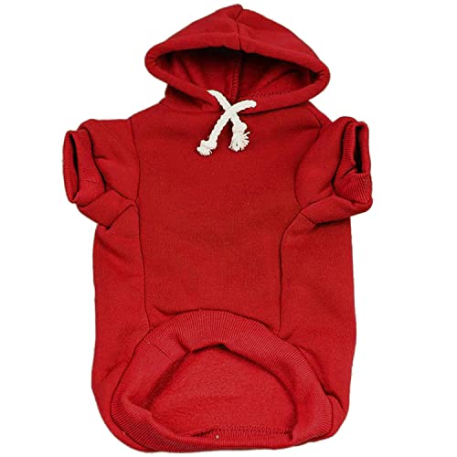 Nervous Do Not Pet Pullover Fleece Lined Dog Hoodie with Leash Hole (Red Hooded Sweatshirt)