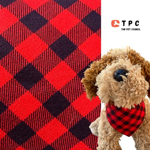 TPC Buffalo Small Plaid Dog Bandana| 3 Count |Double Fabric, Cute Bandanas for Dogs in Red,Blue and Yellow Plaid Designs. (Small)