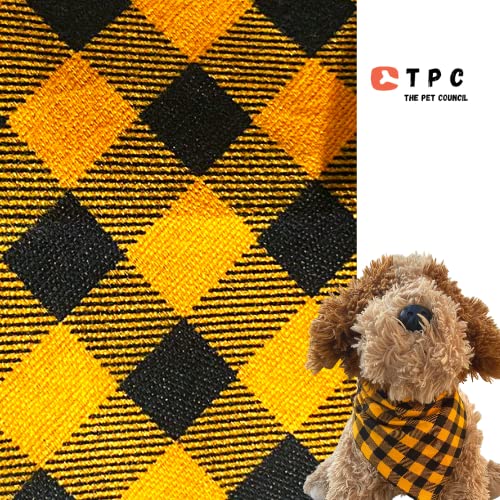 TPC Buffalo Small Plaid Dog Bandana| 3 Count |Double Fabric, Cute Bandanas for Dogs in Red,Blue and Yellow Plaid Designs. (Small)