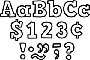 teacher created resources black & white bold block 4" letters combo pack