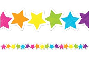 teacher created resources brights 4ever stars die-cut border trim, 35 feet