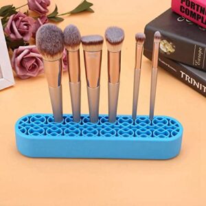 AKOAK 1 Pack Silicone Makeup Brush Holder, Cosmetics Storage Box Desktop Finishing Container, Painting Pen Holder Sewing Craft Organizer (Blue)