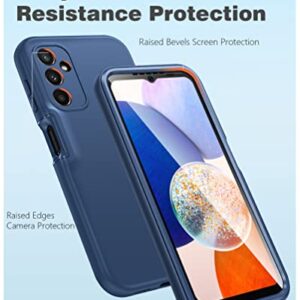 FNTCASE for Samsung Galaxy A14 5G Case: Shockproof Silicone Protective Phone Case with Built-in Screen Protector - Slim Dual Layer Rugged Durable Drop Proof TPU Protection Cover (Navy Blue)