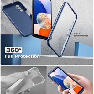 FNTCASE for Samsung Galaxy A14 5G Case: Shockproof Silicone Protective Phone Case with Built-in Screen Protector - Slim Dual Layer Rugged Durable Drop Proof TPU Protection Cover (Navy Blue)