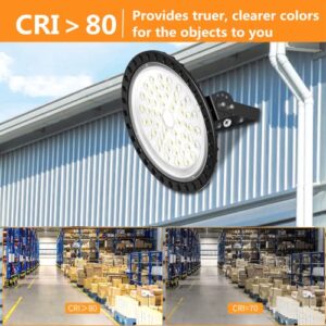 LED High Bay Light, 200W 20000LM Super Bright UFO High Bay LED Lights, 6500K LED Shop Lights, IP54 Warehouse Lights Area Light Fixture Commercial Bay Lighting Bay Lights for Garage Barn Workshop-10