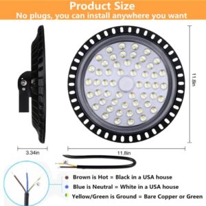 LED High Bay Light, 200W 20000LM Super Bright UFO High Bay LED Lights, 6500K LED Shop Lights, IP54 Warehouse Lights Area Light Fixture Commercial Bay Lighting Bay Lights for Garage Barn Workshop-10