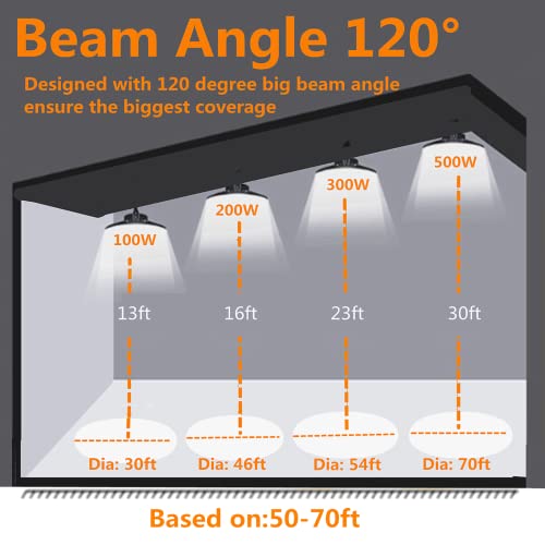 LED High Bay Light, 200W 20000LM Super Bright UFO High Bay LED Lights, 6500K LED Shop Lights, IP54 Warehouse Lights Area Light Fixture Commercial Bay Lighting Bay Lights for Garage Barn Workshop-10