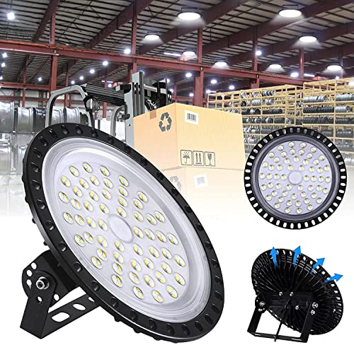 LED High Bay Light, 200W 20000LM Super Bright UFO High Bay LED Lights, 6500K LED Shop Lights, IP54 Warehouse Lights Area Light Fixture Commercial Bay Lighting Bay Lights for Garage Barn Workshop-10