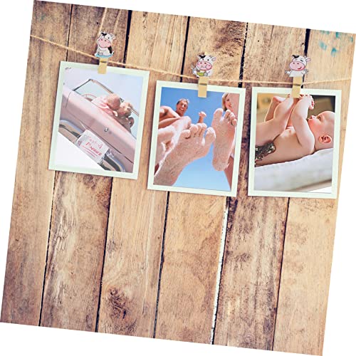 COLLBATH 5 Packs Clothesline of Cartoon Wood Craft Cards Pegs Clips for Holders Hanging Clothespins Memos Cow DIY Rope Wooden Clothespin Travel Pins Kitchen Pin Picture Art