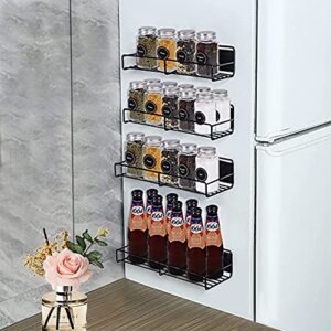 1PCS/Black Magnetic Spice Rack Organizer, Space Saver for Refrigerator/Stove Oven/Microwave Oven and Washing Machine,Metal Fridge Shelf (Small Size)…