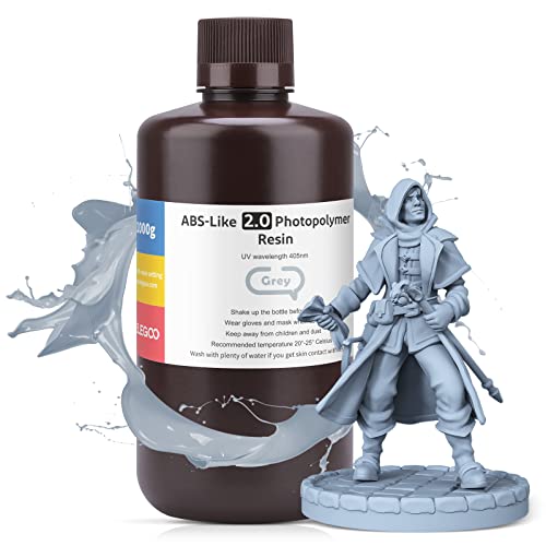 ELEGOO Standard Photopolymer Resin Grey 1KG + ELEGOO ABS-Like Resin 2.0 Grey 1KG