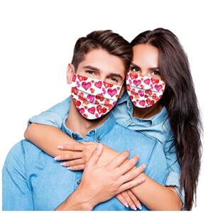 50Pack Holiday Disposable Face_Masks for Women Valentines Day Disposable Women Love Breathable 3 Ply Filter Love Mask