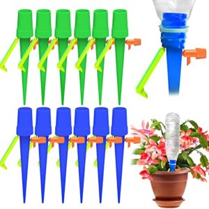 self watering spikes, adjustable plant watering spikes with slow release control valve switch, insert spikes stakes, automatic drip irrigation watering devices for indoor and outdoor