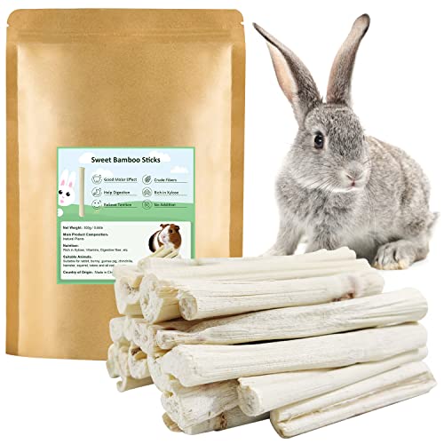 Barley Ears Sweet Bamboo Sticks for Rabbits, Guinea Pig Toys for Teeth Grinding, Rabbit Chew and Treats to Improve Dental Health, Hamster Toys for Bunny, Chinchillas, Gerbils, Rats (300g / 0.66lb)