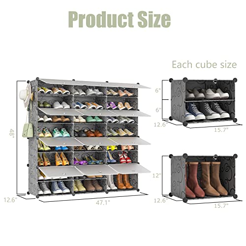 FUNLAX Shoe Rack, 8 Tier Plastic Shoe Storage Cabinet 48 Pairs Shoe Rack Organizer with Door for Closet Entryway Taller Shoes Boots Organizer