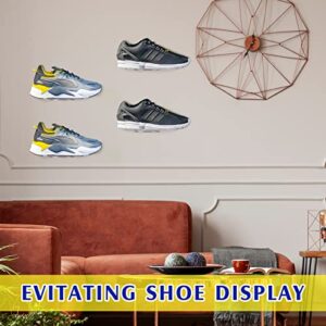 Treela 20 Pack Floating Shoe Shelves for Wall Acrylic Clear Floating Sneaker Shelves Display Shoe Wall Shelf Easy to Install Collections Includes Cross Screws Expansion Tubes (Clear, Medium)