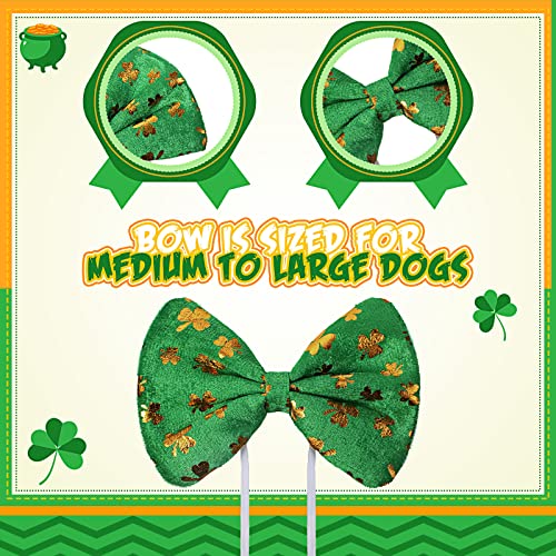 3 Pcs St Patrick's Day Dog Costume, St. Patty's Day Doggie Headband Green Round PET Sunglasses and Green Shamrock Bow Tie Kit for Medium Large Dogs