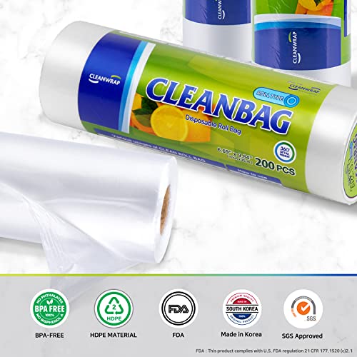 CLEANWRAP Food Storage Roll Bags (6.69 * 9.84-200 PCS) | Food Plastic Bags, Mini Plastic Bags, Plastic Bread Bags, Roll Plastic Bags, Plastic Produce Bag