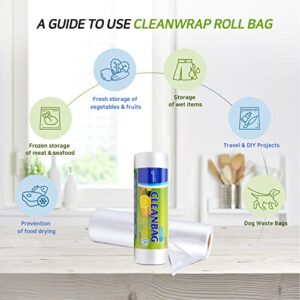 CLEANWRAP Food Storage Roll Bags (6.69 * 9.84-200 PCS) | Food Plastic Bags, Mini Plastic Bags, Plastic Bread Bags, Roll Plastic Bags, Plastic Produce Bag