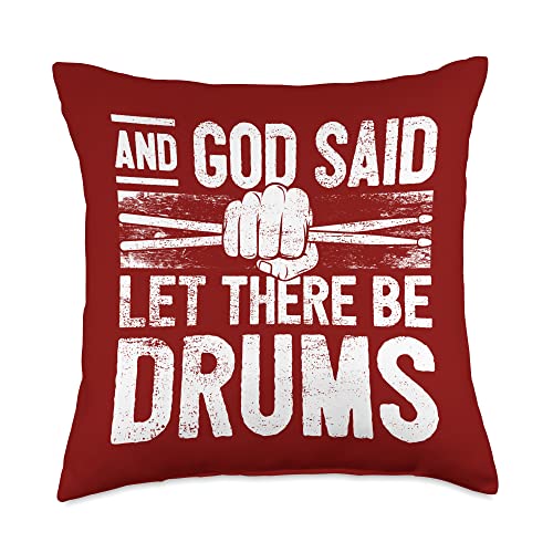 Drummer For Jesus Religious Drummer Gifts God Drumming Music Jesus Christian Drummer Throw Pillow, 18x18, Multicolor