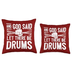 Drummer For Jesus Religious Drummer Gifts God Drumming Music Jesus Christian Drummer Throw Pillow, 18x18, Multicolor