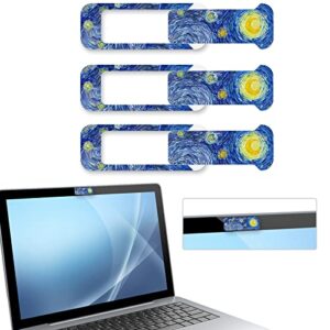 webcam cover, 3 pieces, laptop camera cover, privacy shielding capacity is twice as big as the traditional, suitable for computer mobile phones, laptops, tablets and so on (blue pattern)