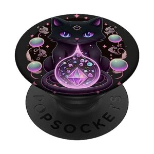 goth witchy black cat crystal alchemy kawaii pastel popsockets standard popgrip