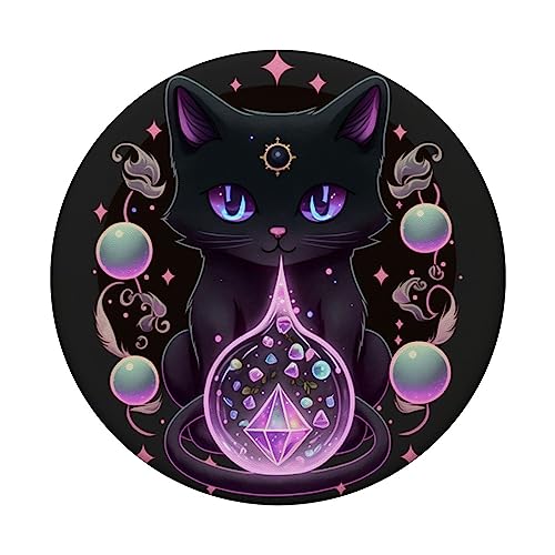 Goth Witchy Black Cat Crystal Alchemy Kawaii Pastel PopSockets Standard PopGrip