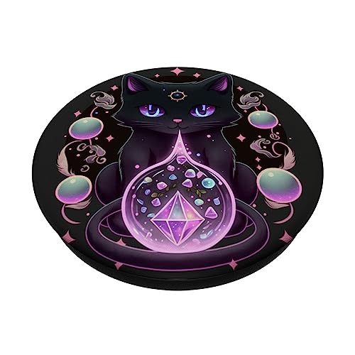 Goth Witchy Black Cat Crystal Alchemy Kawaii Pastel PopSockets Standard PopGrip