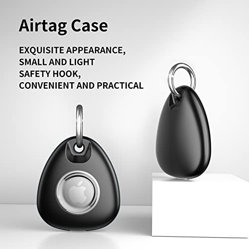 4 Pack Waterproof Airtag Holder Keychain Case, MLQYC Apple Air Tag GPS Tracker Full-Body Protective Cover for Wallet,Luggage,Cat,Dog,Pets (Black)