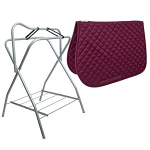 dover saddlery portable saddle stand & quilted all-purpose saddle pad, burgundy