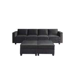 FCNEHLM Modular Sectional Sofa, Convertible U Shaped Modular Sofa with Storage Reversible Ottomans, 6 Seater Sofa Velvet Couch for Living Room