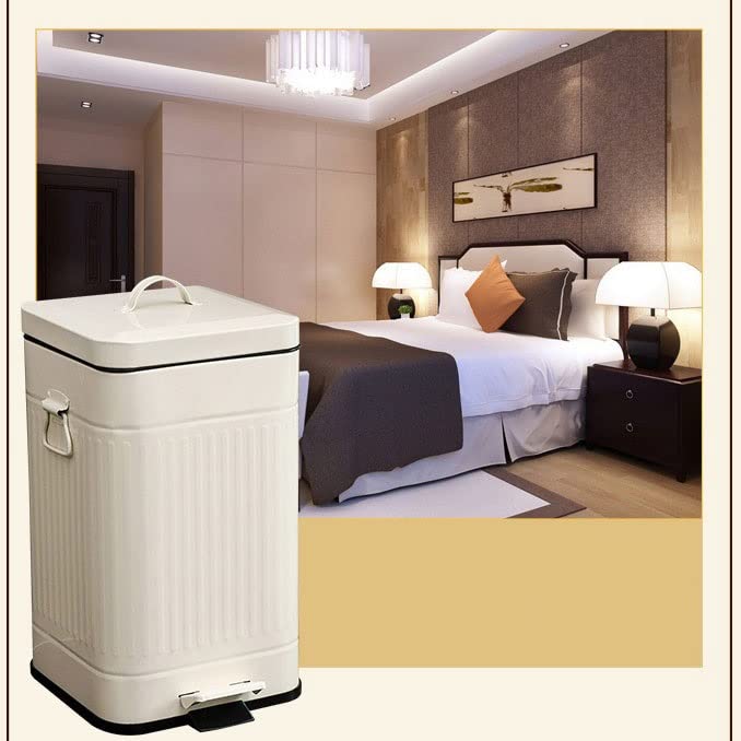 Trash Cans 12L Simple Kitchen Foot-Operated Trash Can Stainless Steel Square Trash Can for Living Room Bedroom Toilet Garbage Bin