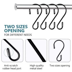 Weixinghera Hooks, S Hooks, Anti-Slip Heavy Duty S-Hook, S Hooks for Hanging, Small and Large Sizes Black Hanging Hooks , Suitable for use in Kitchens, Dormitories, Gardens, Camping, etc.