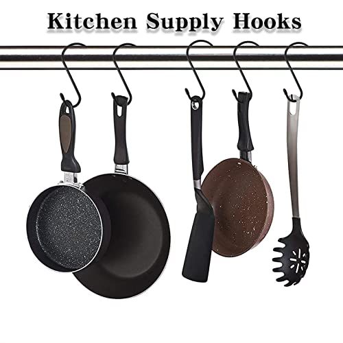 Weixinghera Hooks, S Hooks, Anti-Slip Heavy Duty S-Hook, S Hooks for Hanging, Small and Large Sizes Black Hanging Hooks , Suitable for use in Kitchens, Dormitories, Gardens, Camping, etc.