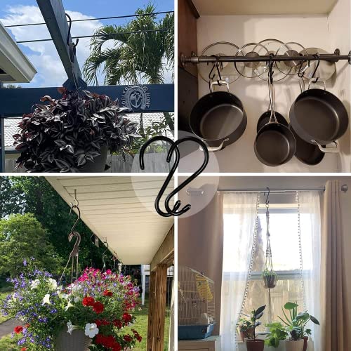 Weixinghera Hooks, S Hooks, Anti-Slip Heavy Duty S-Hook, S Hooks for Hanging, Small and Large Sizes Black Hanging Hooks , Suitable for use in Kitchens, Dormitories, Gardens, Camping, etc.