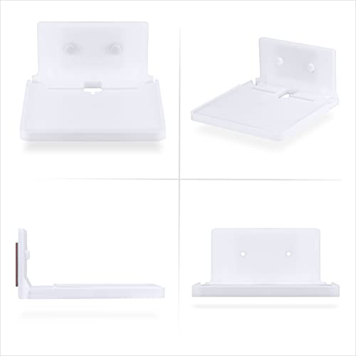 BRAINWAVZ [EOL] 6.5" Floating Shelf with Tablet & Phone Wall Mount Holder Ideal for Bedside, Kitchens, Bathrooms, Can Also Hold Books, Plants, Cameras & Speakers - Adhesive & Screw-in (White) [EOL]