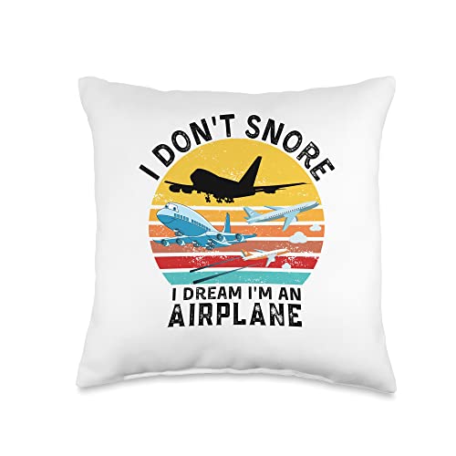 I Don't Snore I Dream I'm An Airplane Pilot Design Funny Aviation Quote, I Don't Snore I Dream I'm an Airplane Throw Pillow, 16x16, Multicolor