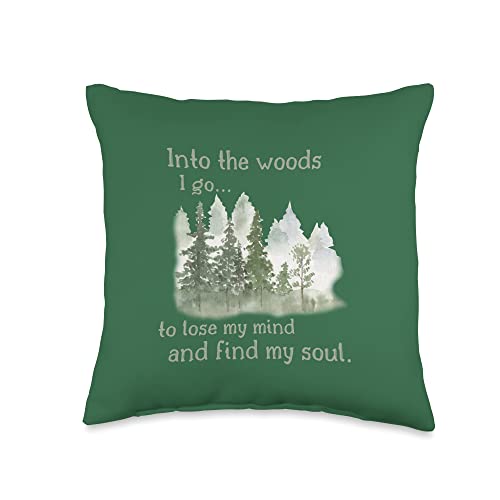 MJ Designs Into The Woods I Go to Lose My Mind and Find My Soul. Throw Pillow, 16x16, Multicolor