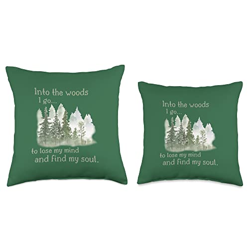 MJ Designs Into The Woods I Go to Lose My Mind and Find My Soul. Throw Pillow, 16x16, Multicolor