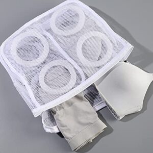 Creechwa 2PCS Shoe Washing Bags, Mesh Laundry Bags, Shoe Bag for Washing Machine With Carrying Handle and Zipper, Travel Organization Bags for Shoes, Underwear, Socks, Bras, Clothes (Square)