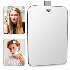 shower fog free mirror shave (medium 2 pcs 6"x4") shower mirror fogless for shaving,unbreakable anti fog mirror,portable handheld mirror, frameless plastic makeup mirror, bathroom wall mirror hanging