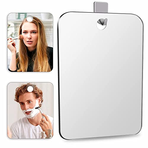 Shower Fog Free Mirror Shave (Medium 2 Pcs 6"x4") Shower Mirror Fogless for Shaving,Unbreakable Anti Fog Mirror,Portable Handheld Mirror, Frameless Plastic Makeup Mirror, Bathroom Wall Mirror Hanging