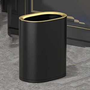 1.6 gallon oval stainless steel small trash can wastebasket, garbage container bin open top wastebasket for bathroom, kitchen, office, hotel, home (black)