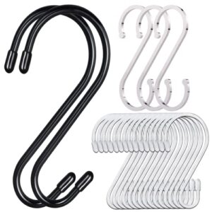 weixinghera hook set, heavy duty s hooks, closet hooks, small s hooks, patio hooks, home living multi-purpose hooks, 20 pcs, large, medium, small,(white + black hook)