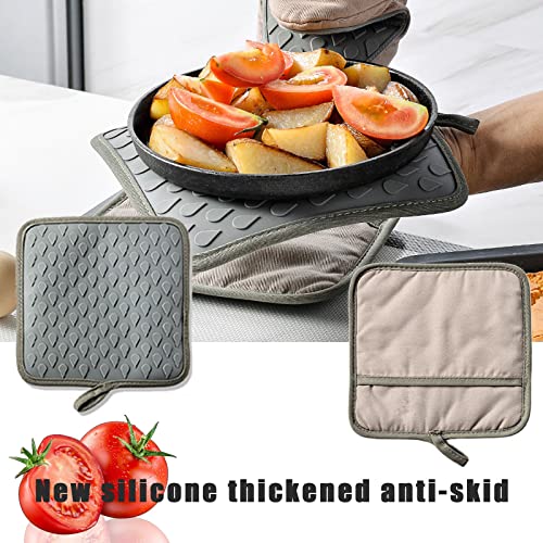 COMUSTER Silicone Pot Holders, with Gasket, Oven Heating pad, Non-Slip Silicone Surface Pot holdersr (Pot Holders Gray)