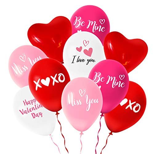 60PCS Valentine’s Day Decorations Latex Balloons - Heart Valentines School Class Home Party Supplies Ornaments