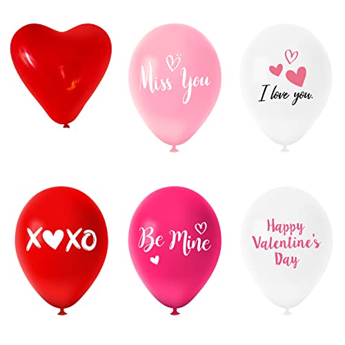 60PCS Valentine’s Day Decorations Latex Balloons - Heart Valentines School Class Home Party Supplies Ornaments