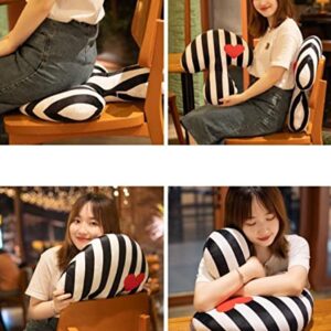 HXIYAN Black and White Striped Cushion, Shaped Pillow, Plush Mushroom Pillow, Lovely Chair, Sofa, Bedroom Decorative Pillow (15.7in, Love Stripe)