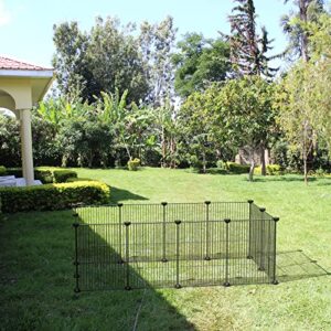 Pet Playpen Pet Fence Hamster Playpen, Guinea Pig Playpen Small Animal Playpen Portable Playpen, Rabbit Playpen Guinea Pig Cages, Metal Wire Fence for Puppys Rabbit Kitten Hedgehog, Portable, Black